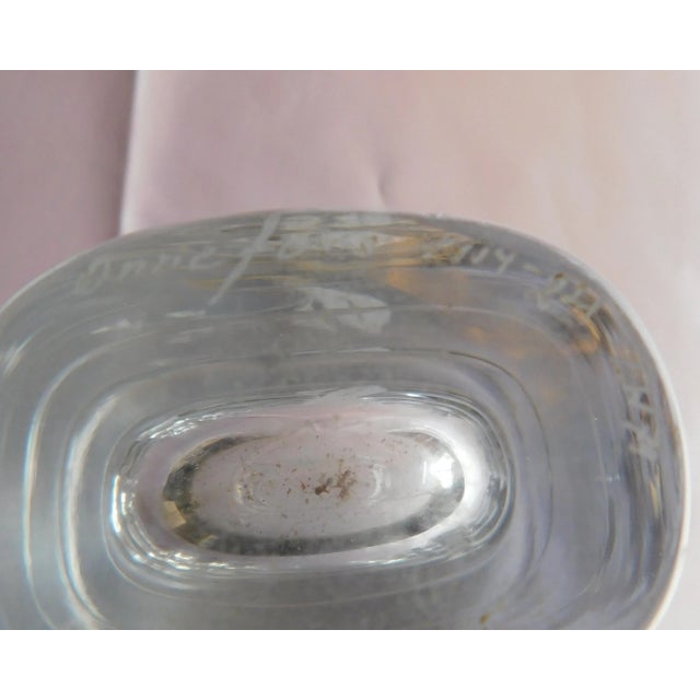 1970s Orrefors Signed Thick Crystal Vase With Etched Flower | Chairish