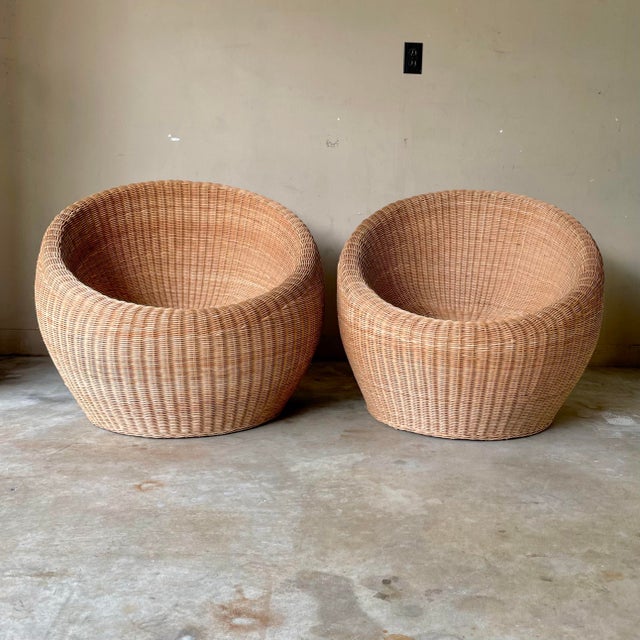 1970s Eero Aarnio Style Wicker Pod Chaird- a Pair | Chairish