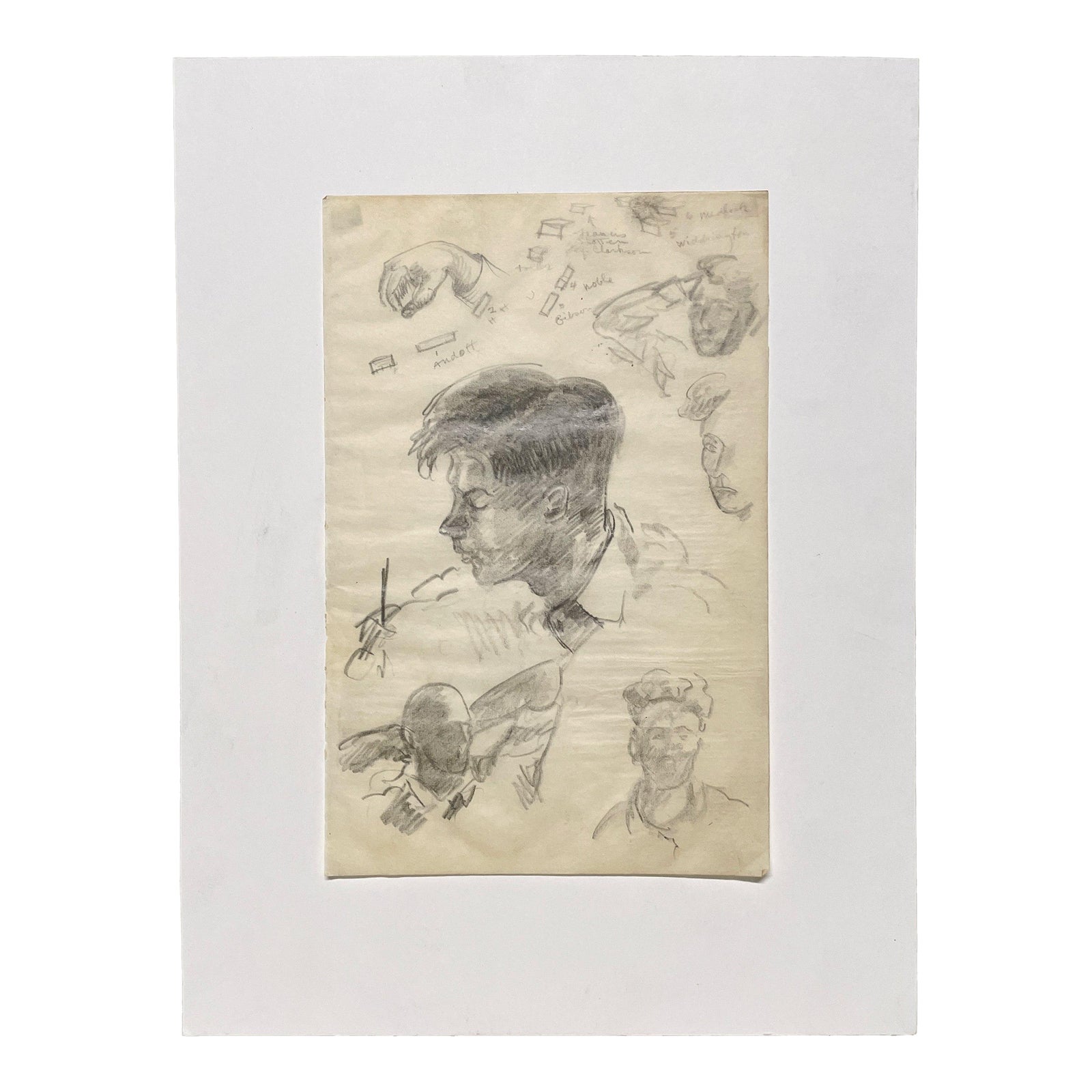 A Striking, 1930s Composite Sketch, Figure Study (Faces and Profiles ...