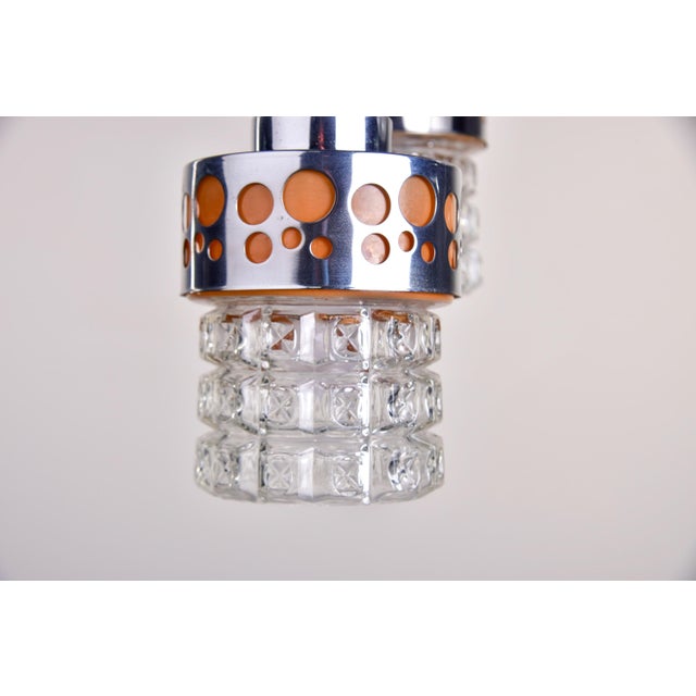 Mid Century Three Light Fixture With Chrome and Textured Glass Shades ...
