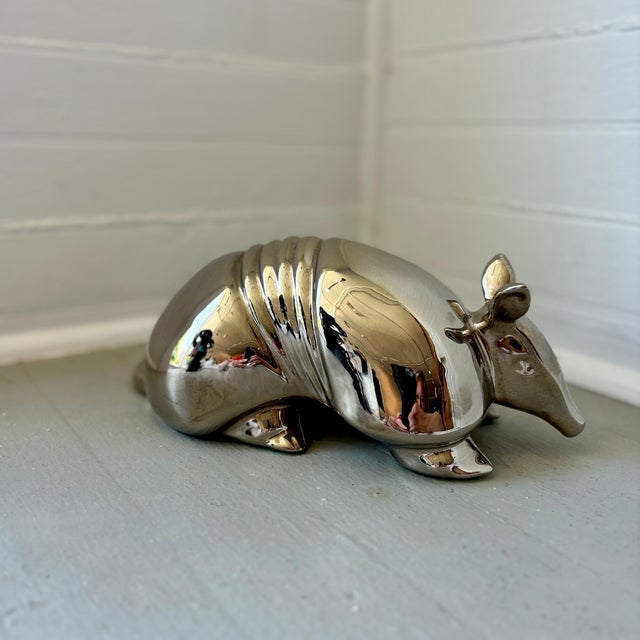 1960s Vintage Jaru Silver Ceramic Armadillo Sculpture | Chairish