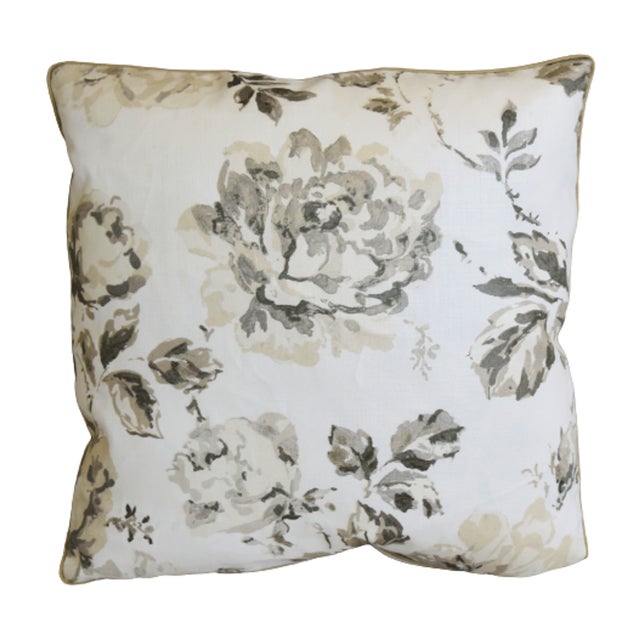 Designer Richard Smith Roses Linen Feather/Down Pillow 21" Square ...