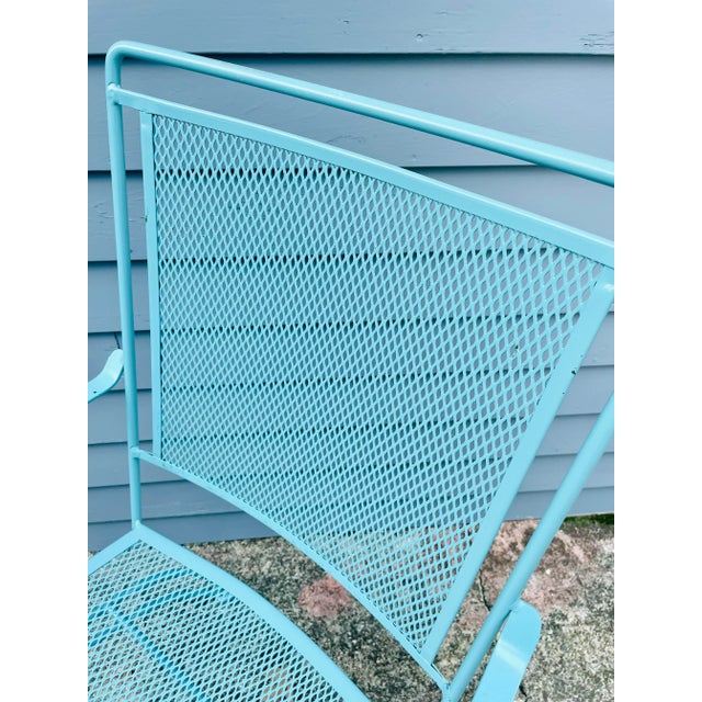 Painted Antique Teal Vintage Wrought Iron Rocker Chair Coastal ...