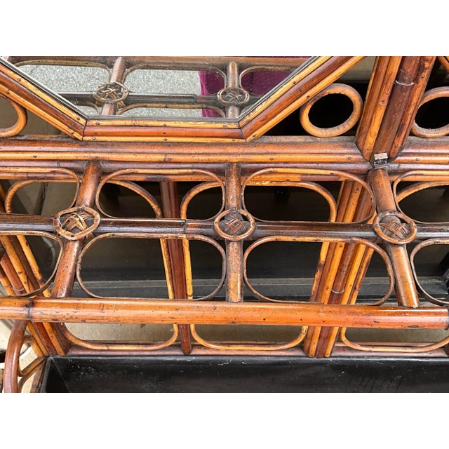 French Bent Bamboo Mirror & Cane Hall Tree / Umbrella Stand / Coat Rack ...