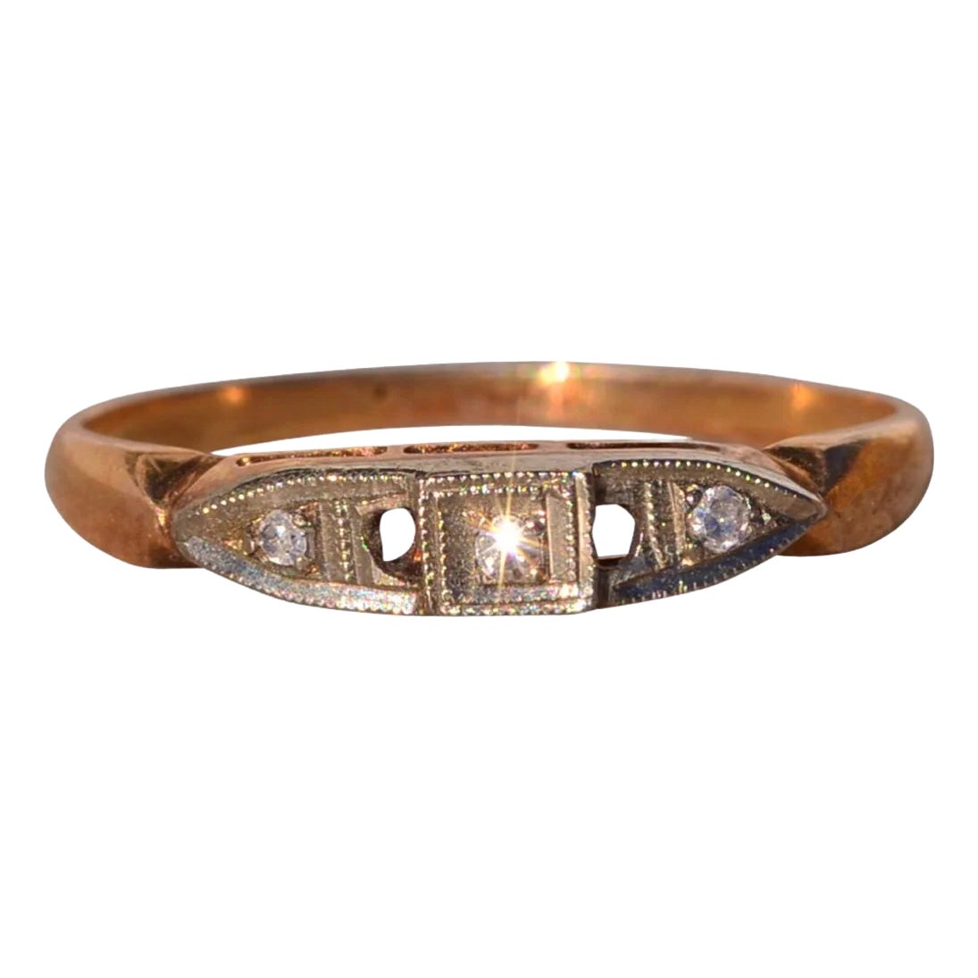 The Ever: Antique Retro Era Band in Yellow Gold with Natural Diamonds ...