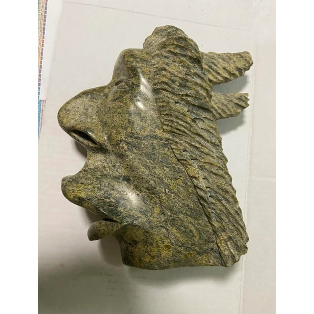 Mid 20th Century Jolly Aningmiuq Carved Stone Hunter Sculpture | Chairish