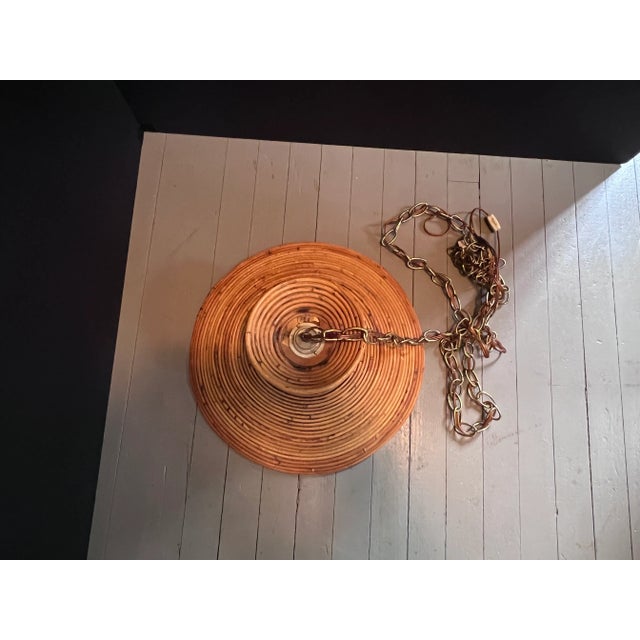 Vintage Pencil Reed Rattan Light Fixture | Chairish