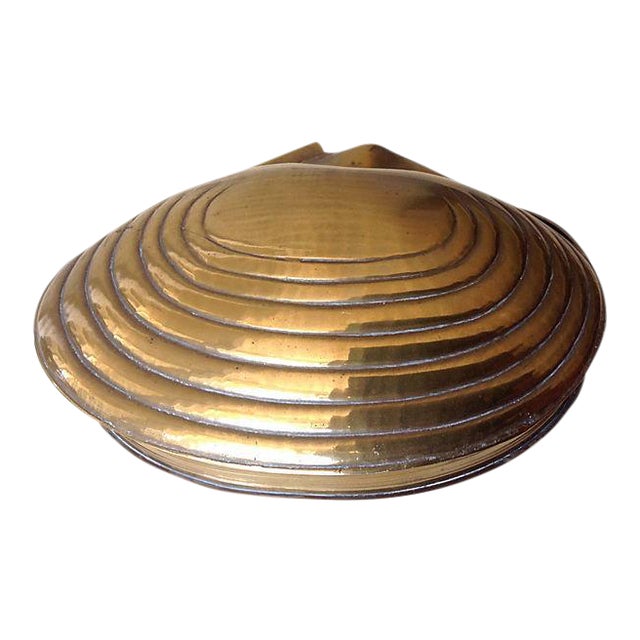 Vintage Mid-Century Modern Brass Clam Shell Lidded Keepsake Box | Chairish