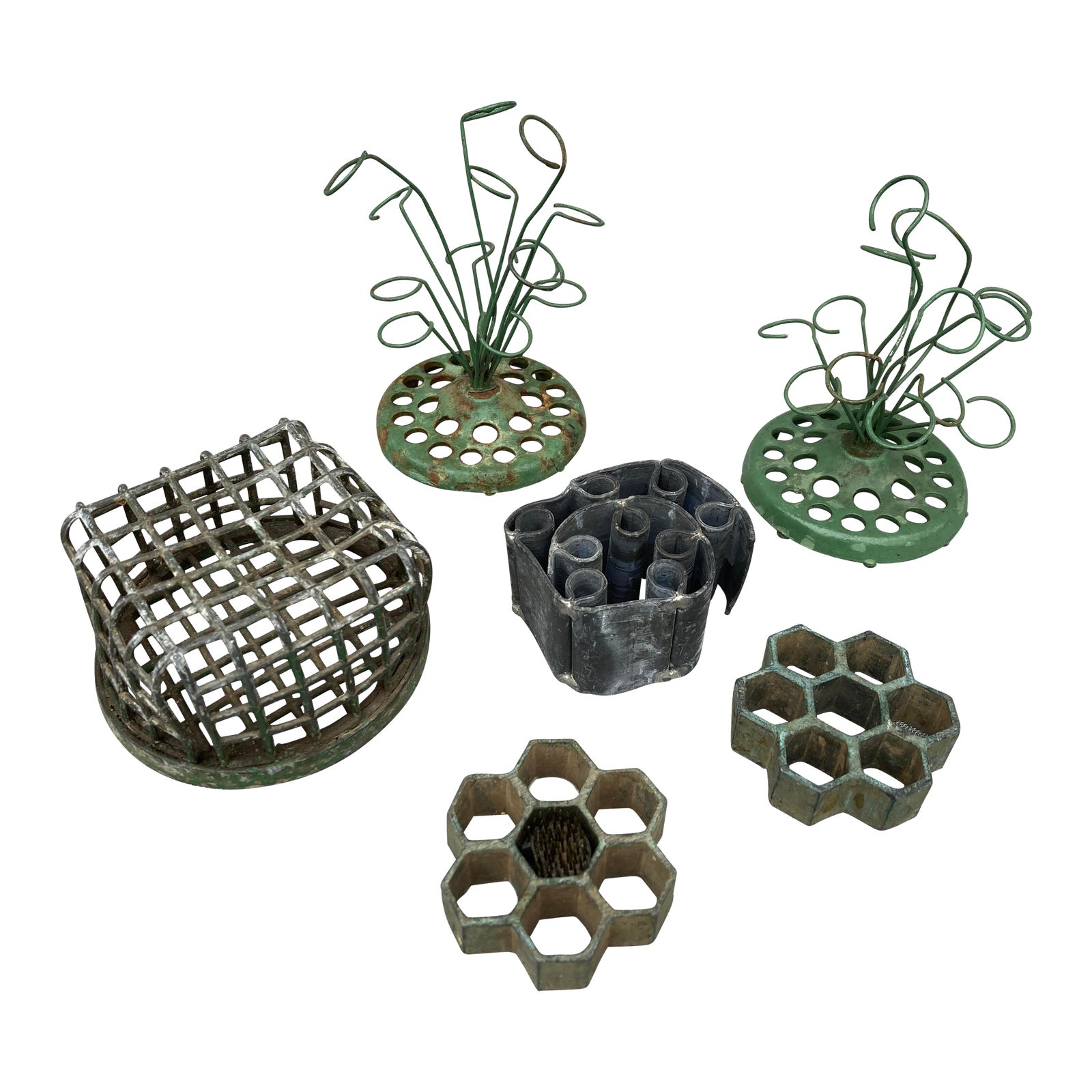 Early 20th Century Flower Pin Frogs- Set of 6 | Chairish