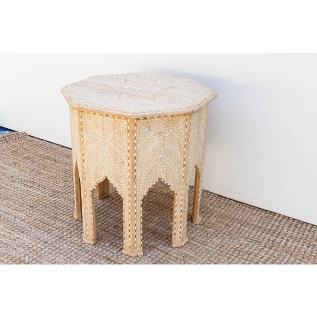 Large Bleached Inlay Anglo Indian End Table | Chairish