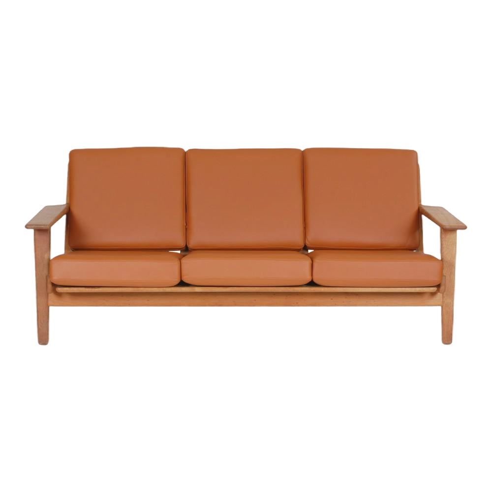 GE-290 Sofa in Cognac Bison Leather by Hans J. Wegner for Getama | Chairish