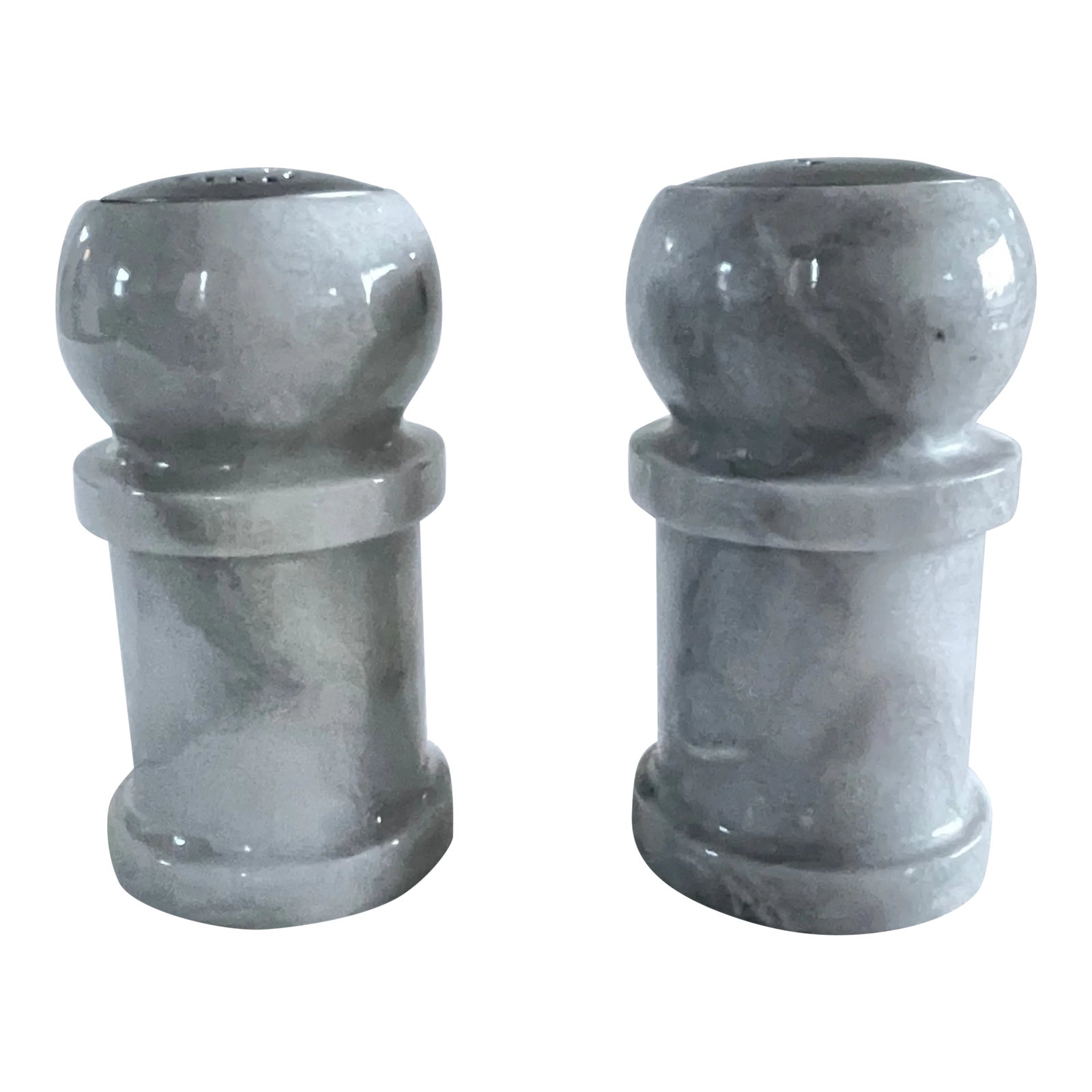 Vintage French Kitchen Carved White Marble Salt and Pepper Shaker Set ...