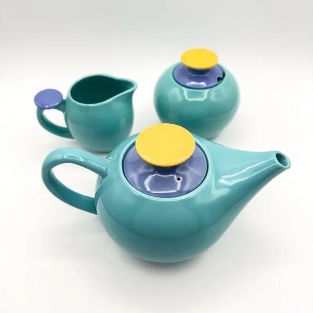 1960s Vintage Takahashi Blue, Yellow & Purple Color Block Tea Set- 3 ...