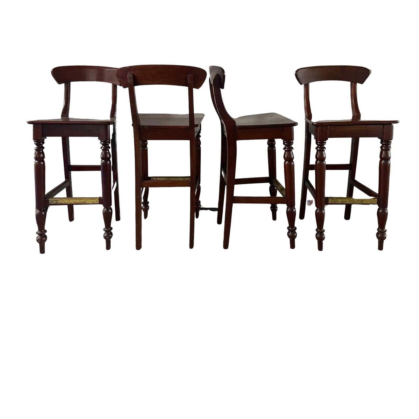 Mahogany Bar Stools with Decorative Turned Legs, Late 20th Century ...
