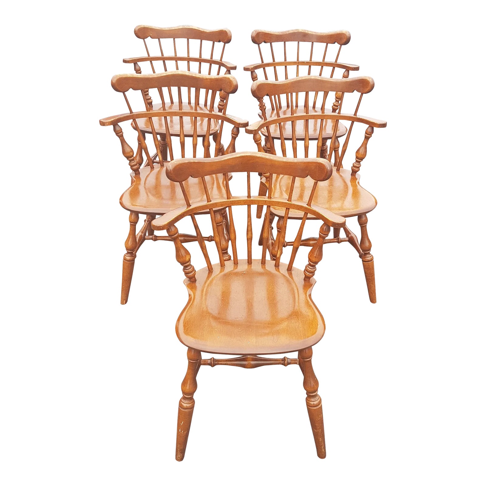 Mid 20th Century Ethan Allen Heirloom Maple Comb Back Windsor Dining ...