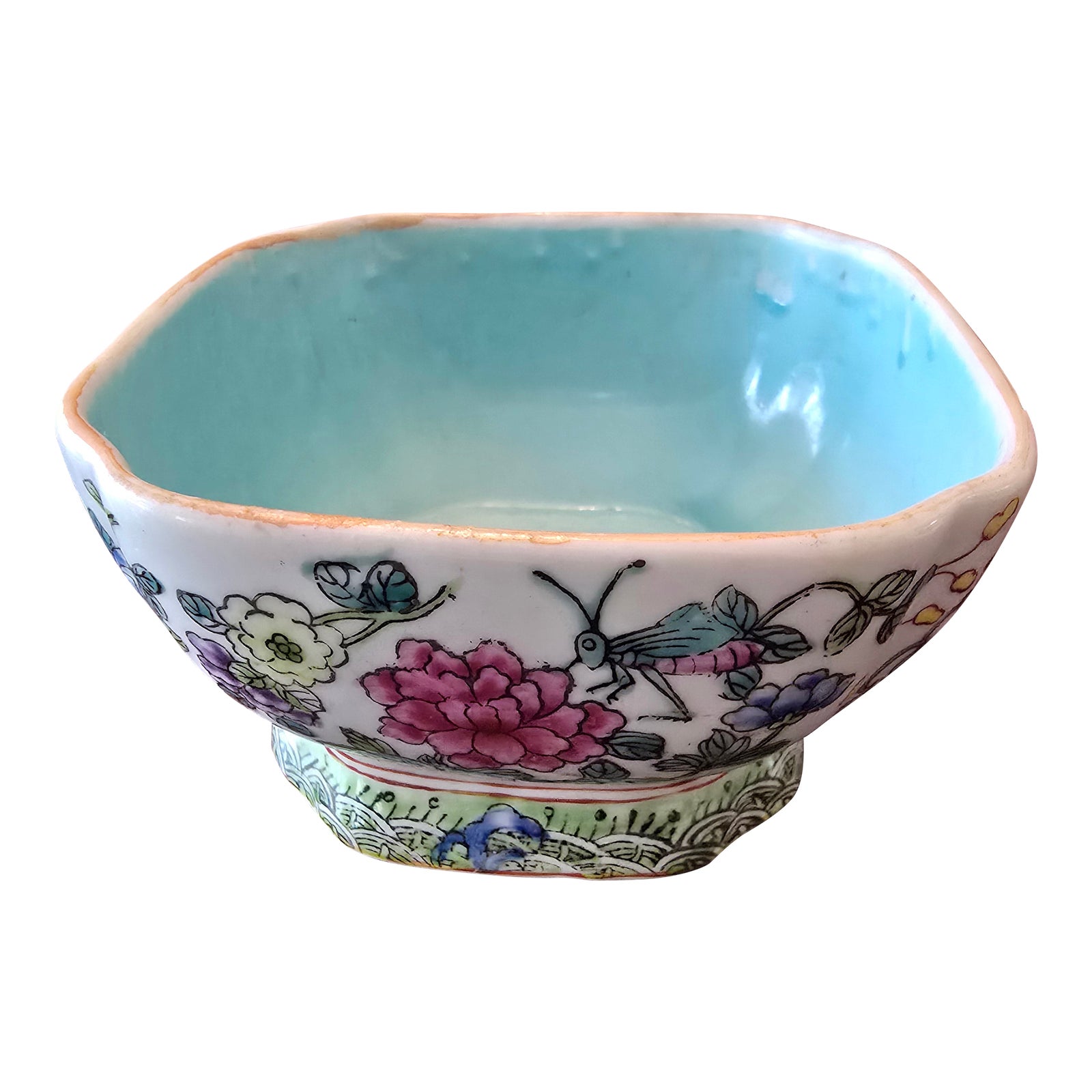 Antique Signed Chinese Porcelain Bowl With Bug | Chairish