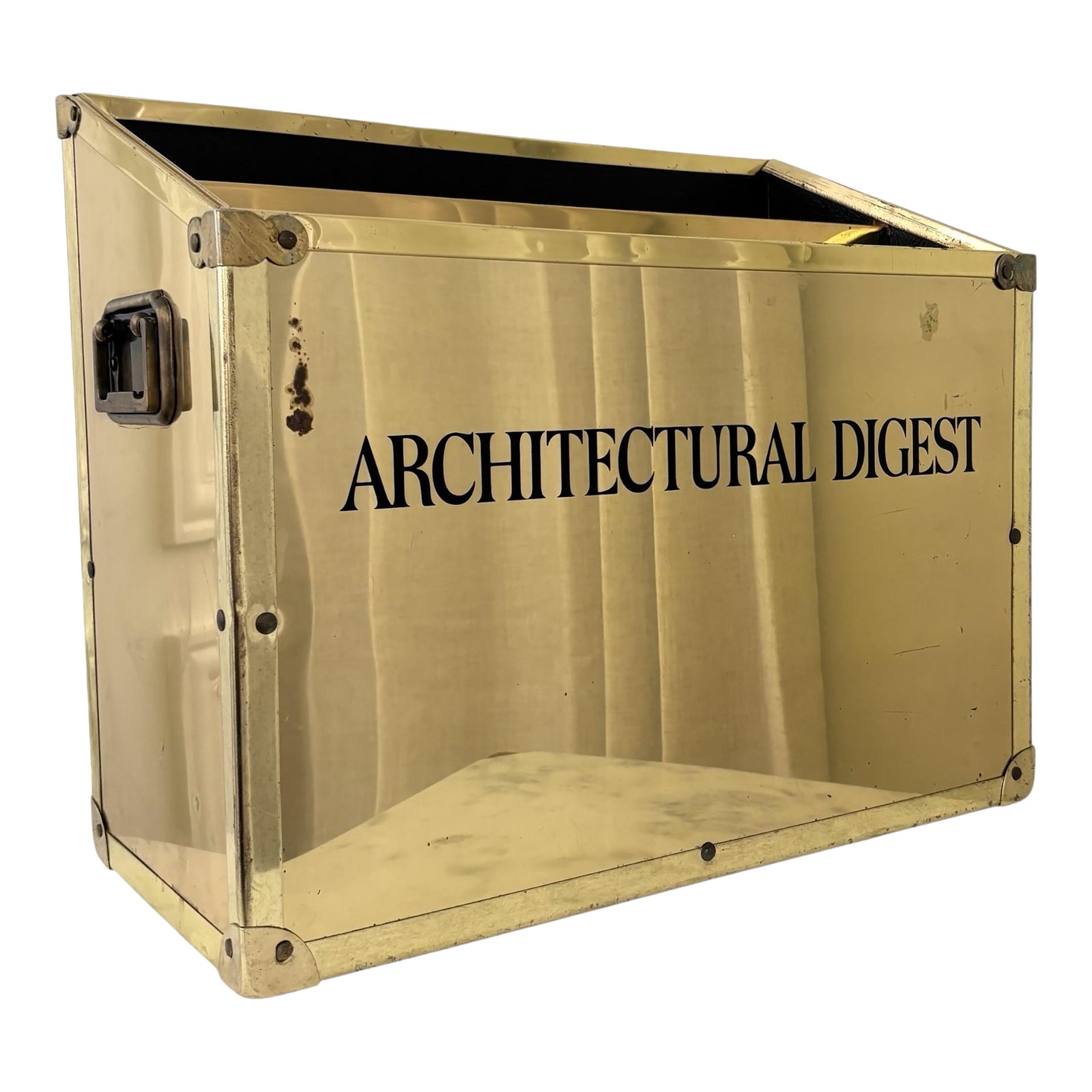 Vintage Architectural Digest Brass Campaign Trunk Style Magazine Holder ...