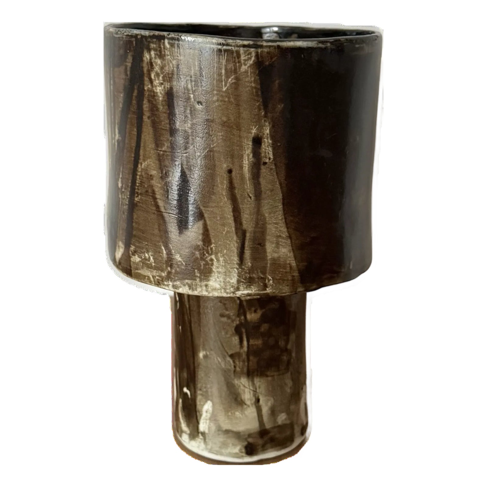 Handmade Ceramic Lamp With Brown Glaze and Expressive Drip Textures ...