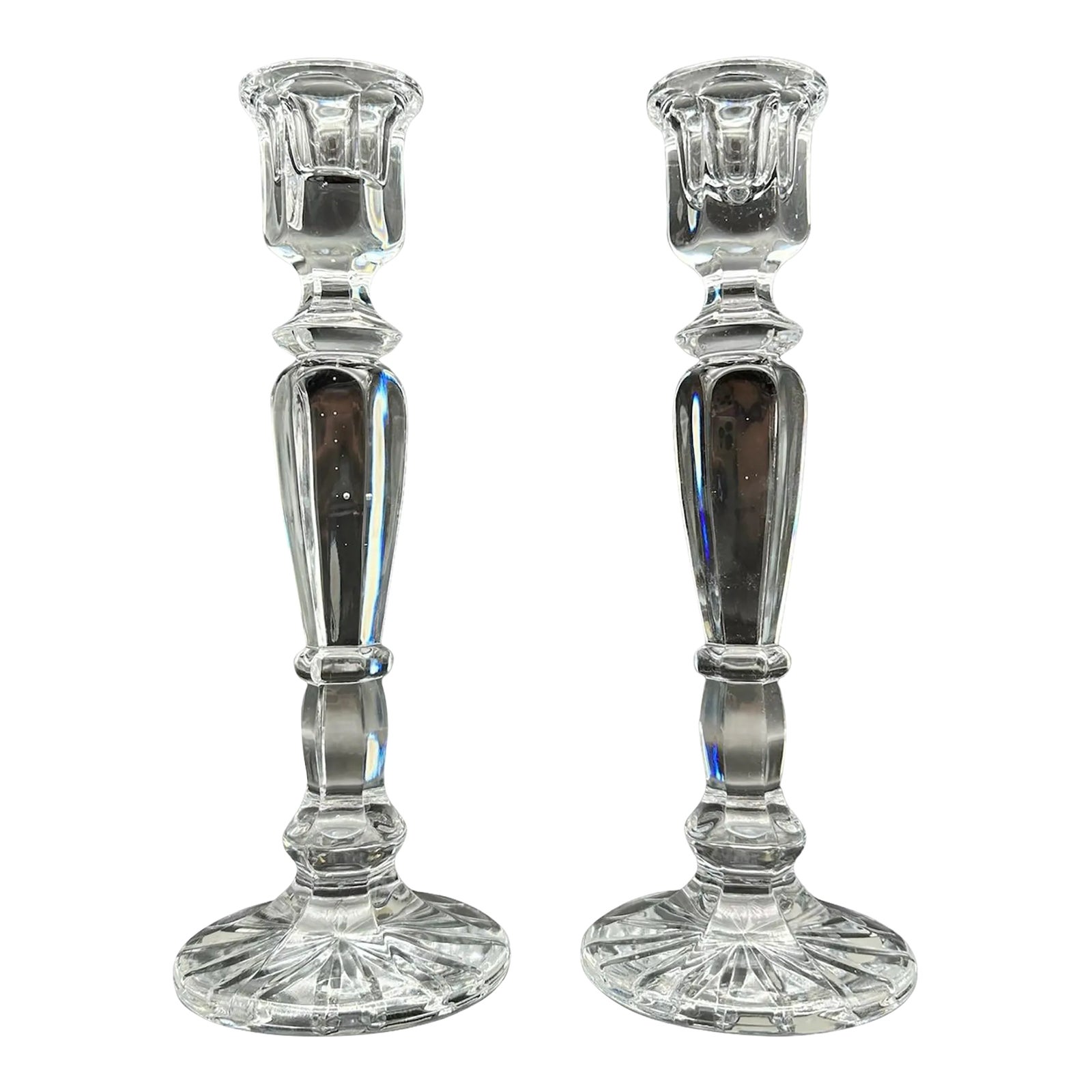 Vintage Crystal Candlestick Holders a Pair | Chairish