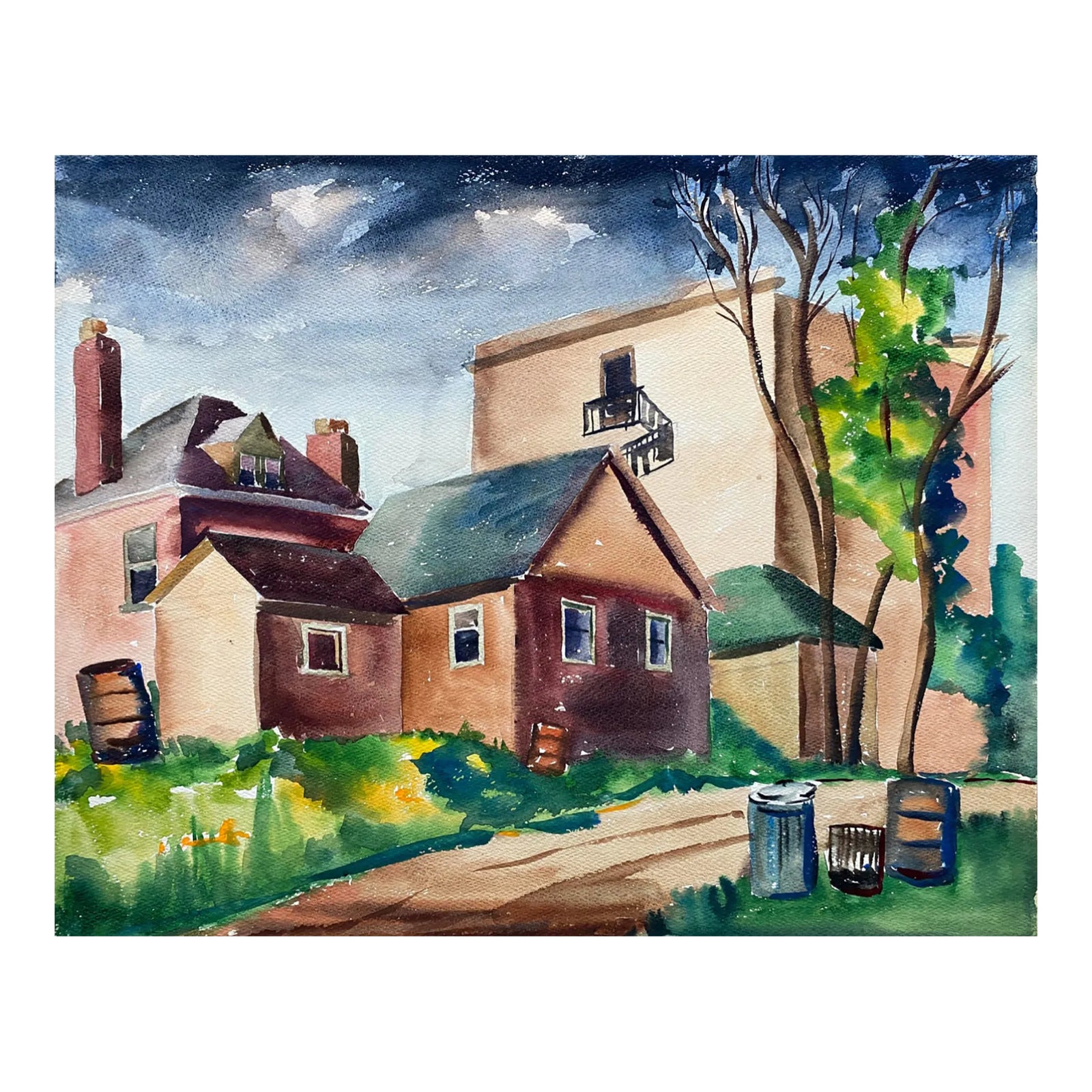 1930s James Wilson Indianapolis Alley Watercolor | Chairish