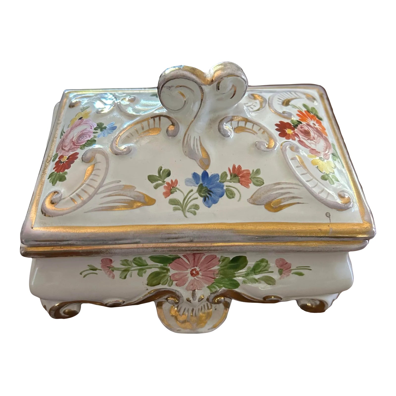 1970s Hand Painted Deruta Ceramic Jewelry Box | Chairish