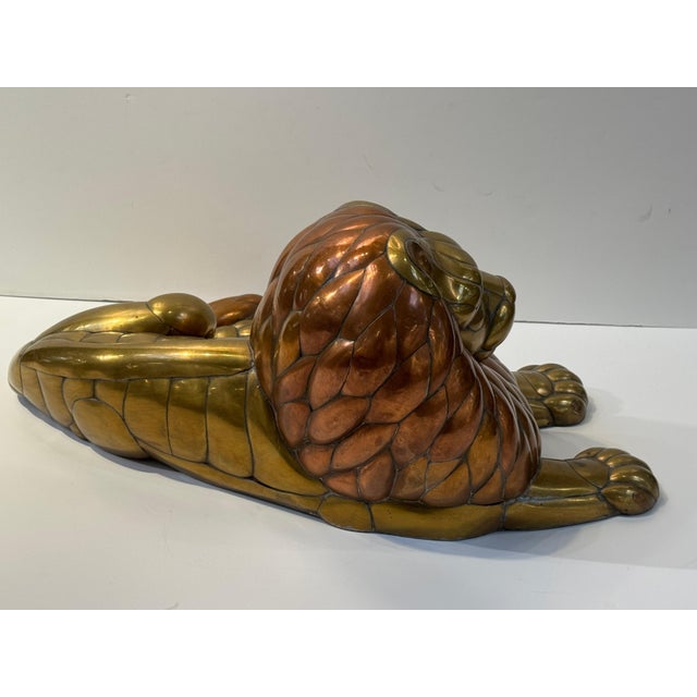 Large Copper & Brass Lion Sculpture Attributed to Sergio Bustamante ...