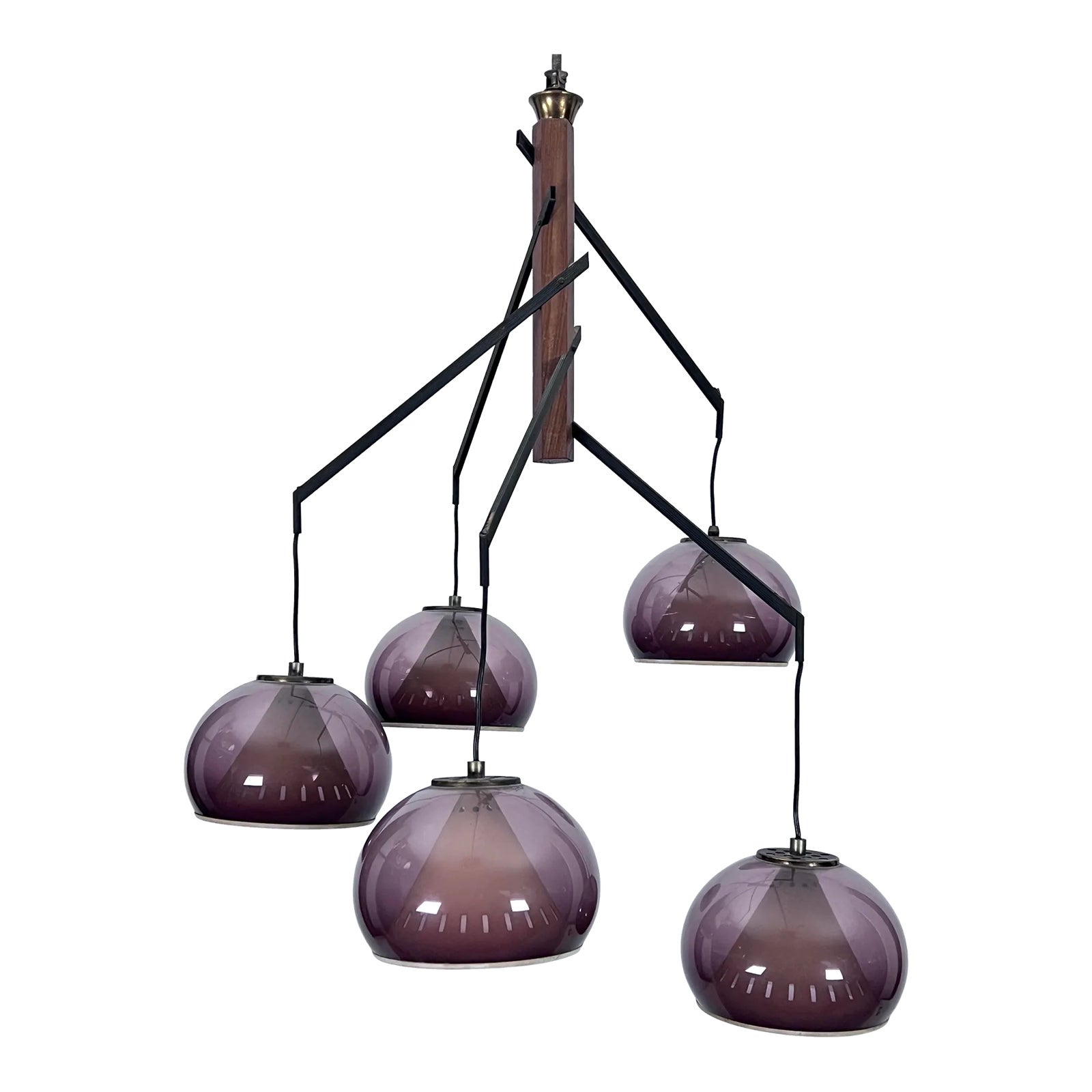 Large Vintage Brass and Plexiglass Chandelier by Lampter Milano, Italy ...