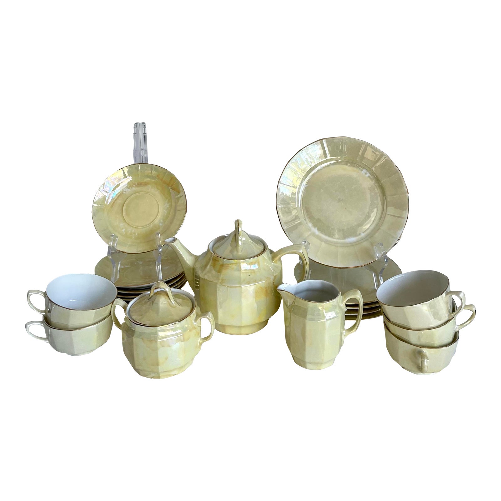 Art Deco Beschutzt Yellow Lusterware Tea Set Made in Germany | Chairish