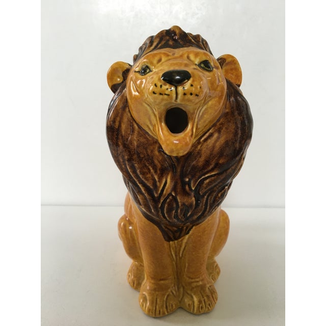 Hollywood Regency Mid-Century Roaring Hand Painted Lion Pitcher - Made ...