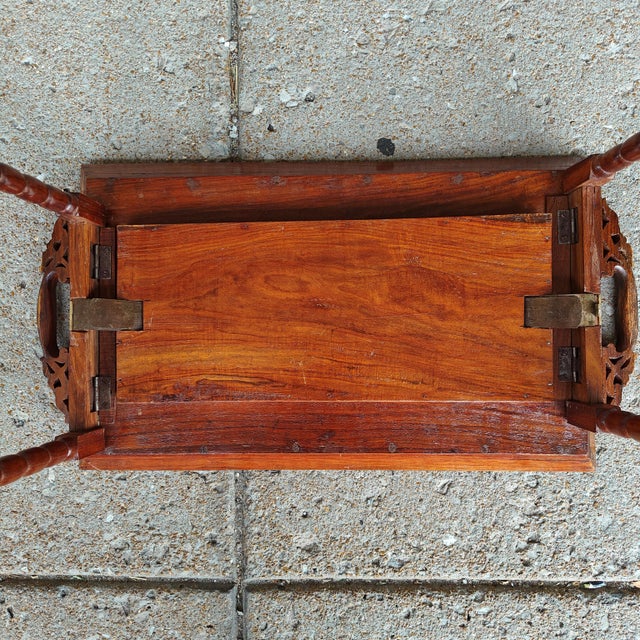 Early 20th Century Antique Butler Tray Table With Ornate Brass Inlay ...
