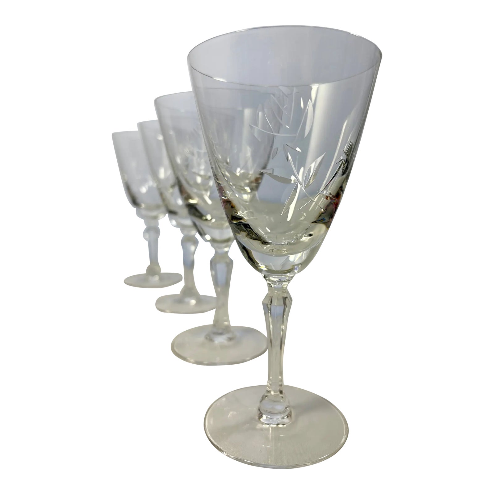 Vintage 1960's Noritake Primrose Crystal Water Glasses- Set of 4 | Chairish