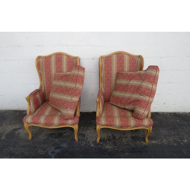 French Painted Wing Side Living Bed Room Den Chairs a Pair | Chairish