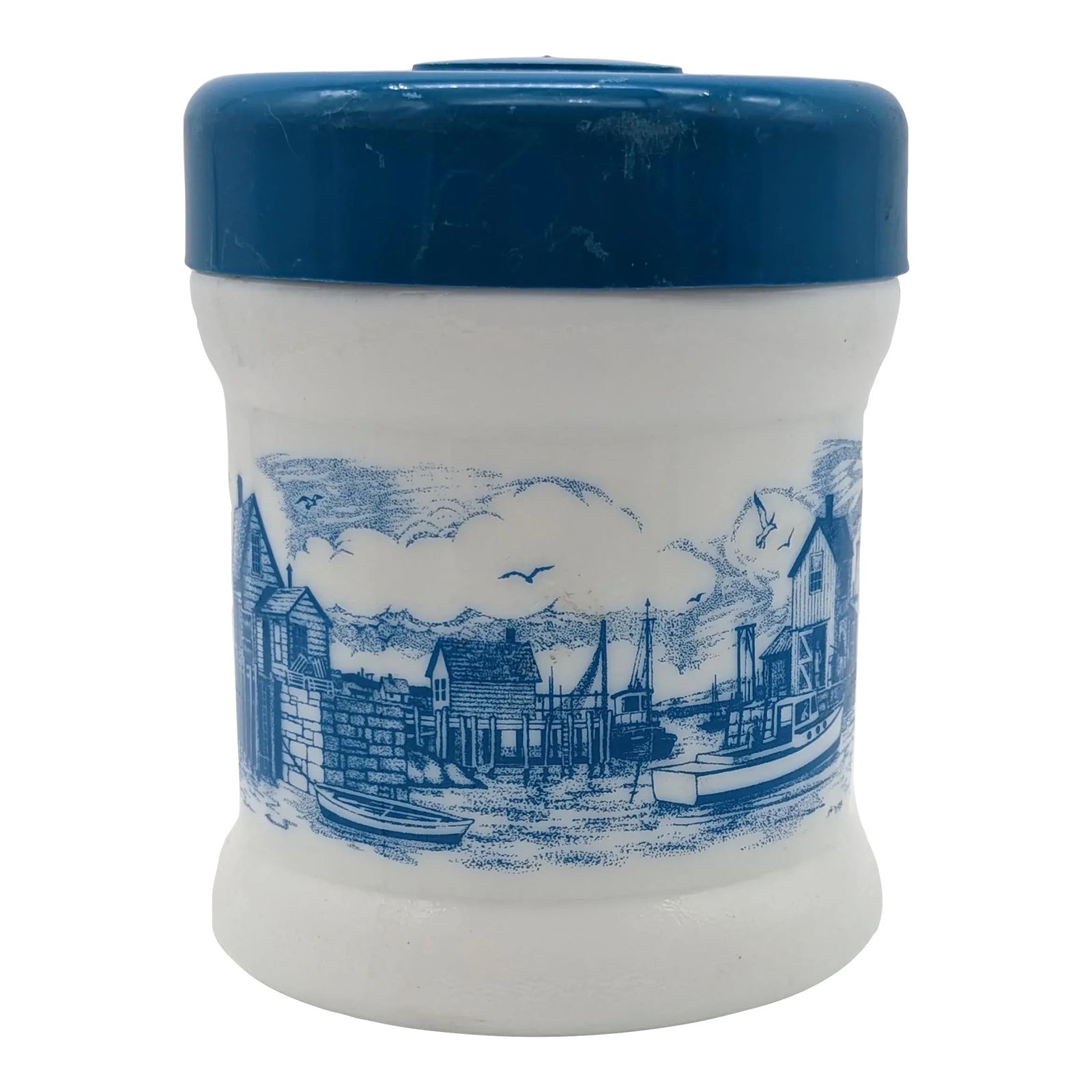 1970s Milk Glass Humidor Canister Tobacco Jar With Rubber Lid Blue ...