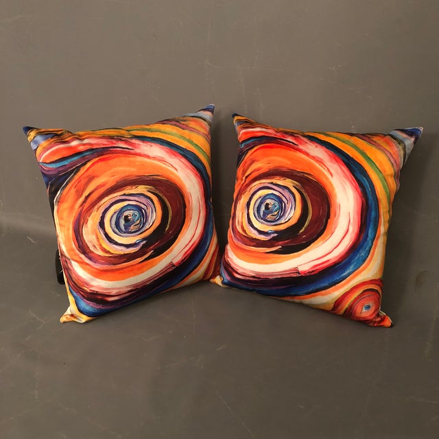 “Bruce Mishell” Modern Hand Made Abstract Art Print Pillows - a Pair ...