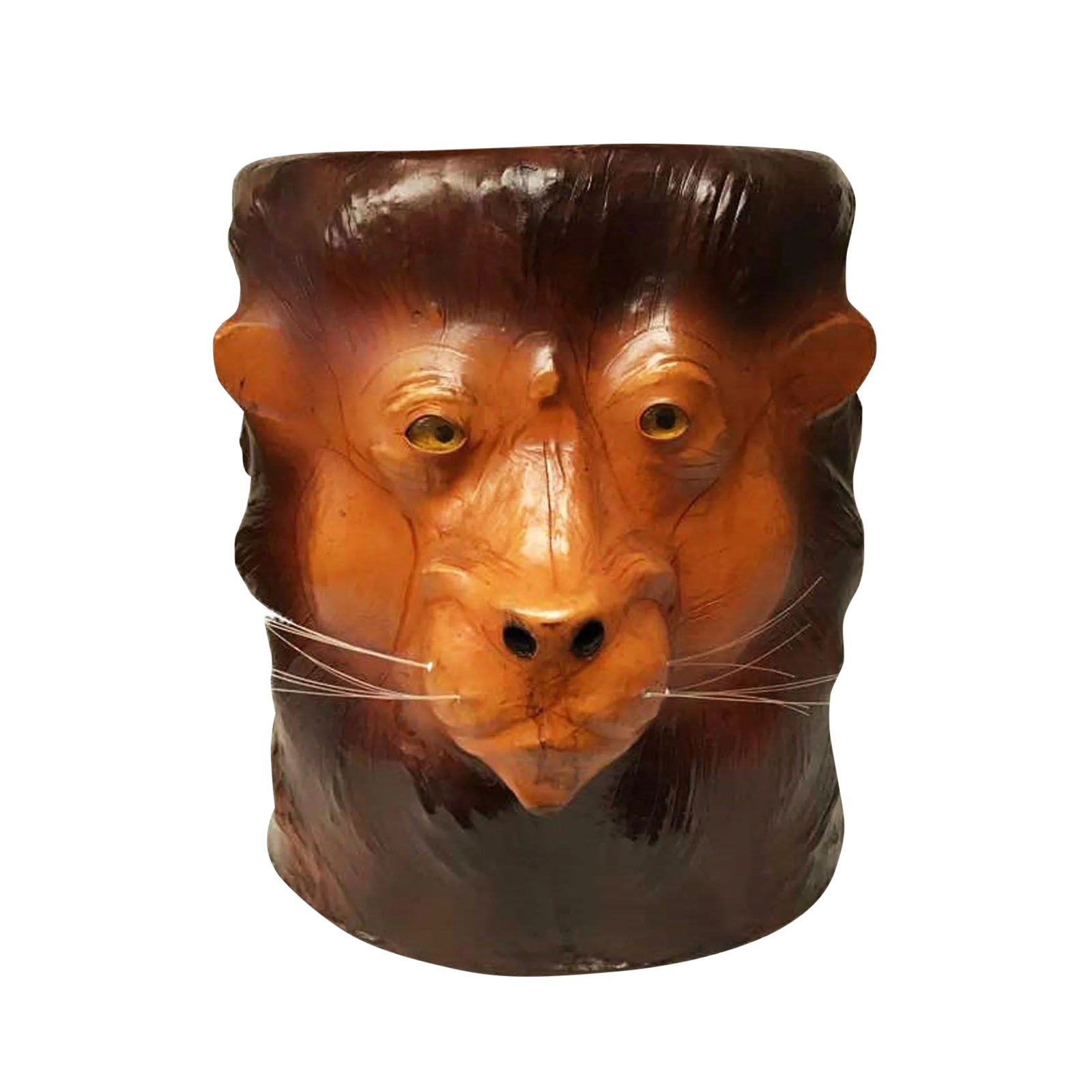Embossed Lion Leather Table | Chairish