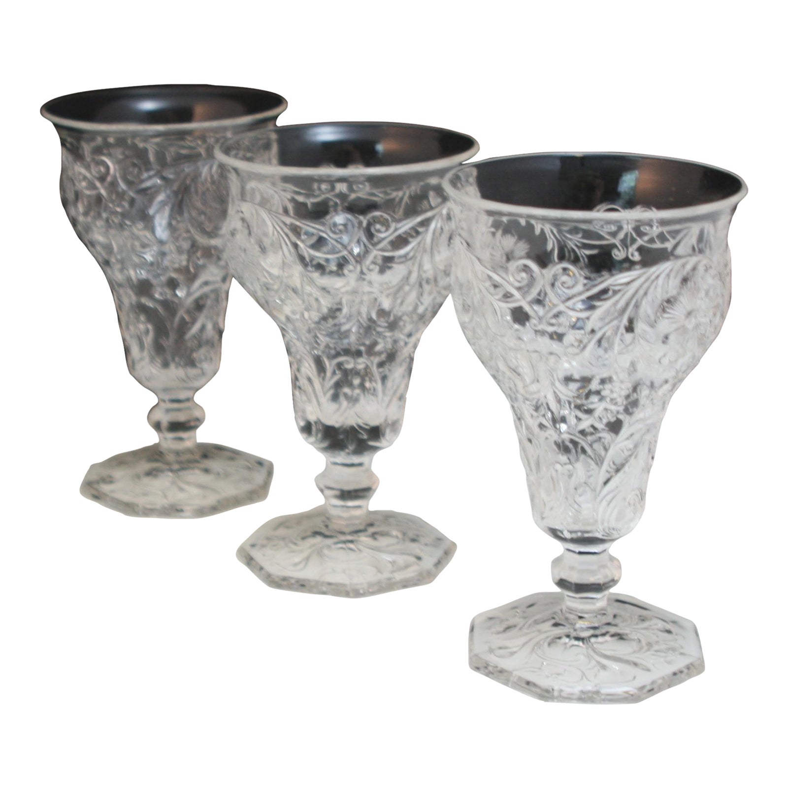 Early 20th Century McKee Rock Crystal Clear Pressed Glass Footed Water ...
