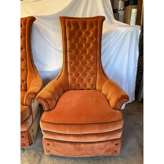 Vintage Mid Century Hollywood Regency Orange Chairs - a Pair | Chairish