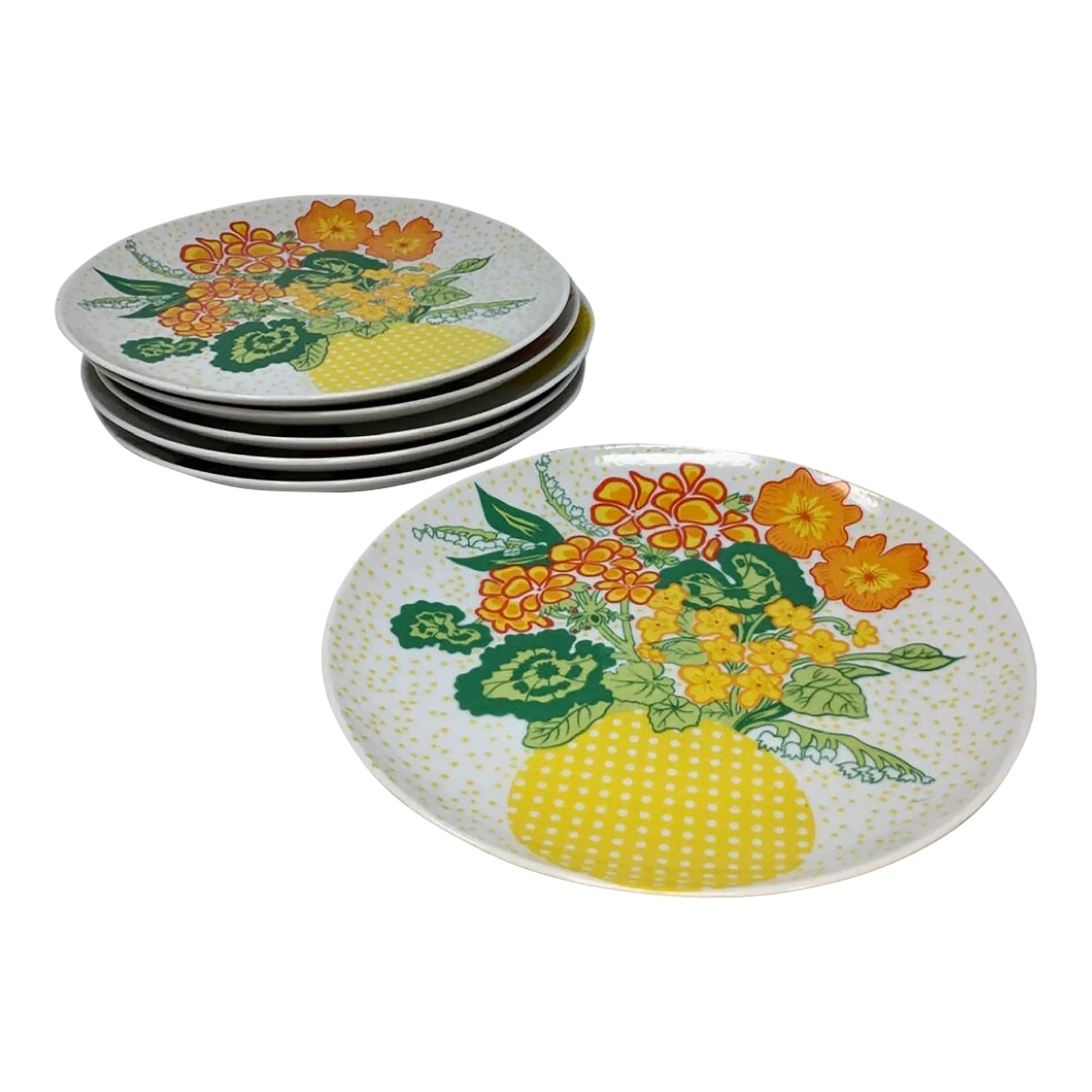 Set of 6 Porcelain Luncheon Plates by Gloria Vanderbilt for Sigma ...