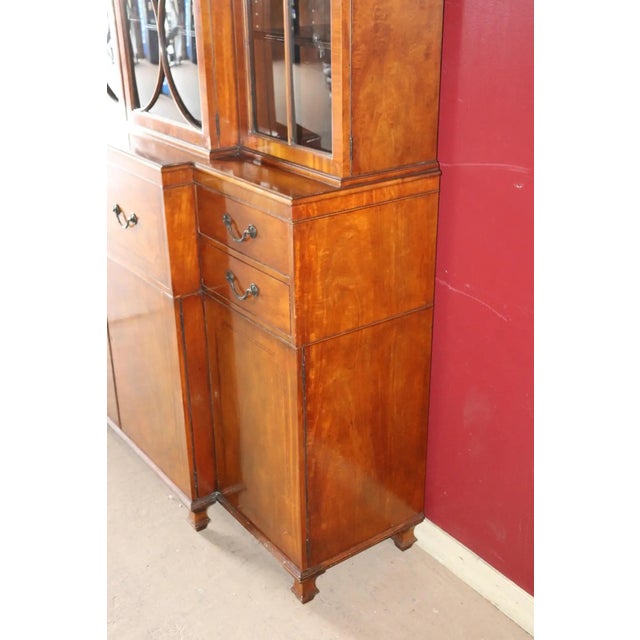 Satinwood Baker Furniture Company Crown Glass Breakfront Bookcase ...