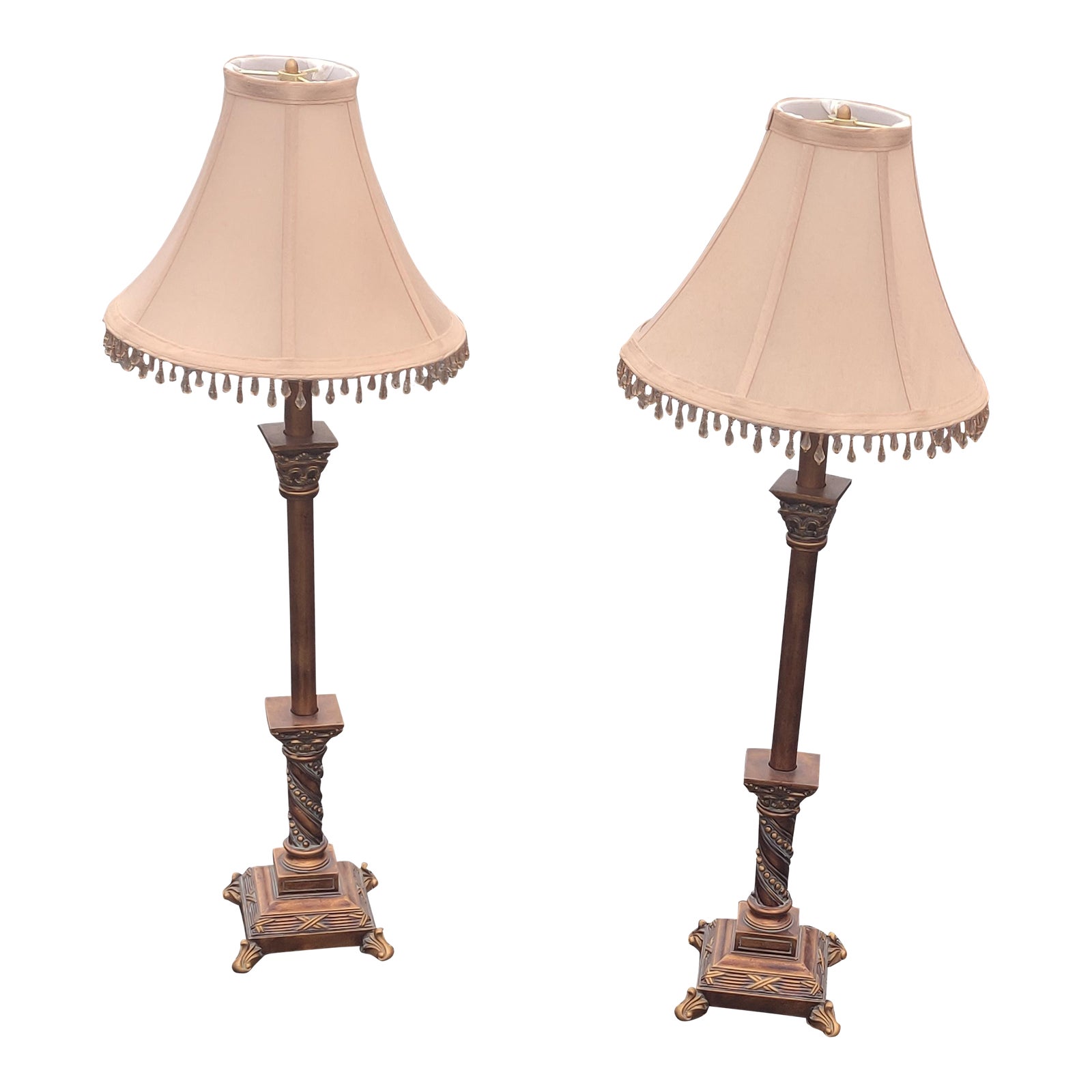 Vintage Late 20th Century Baroque Style Ceramic Table Lamps - a Pair ...