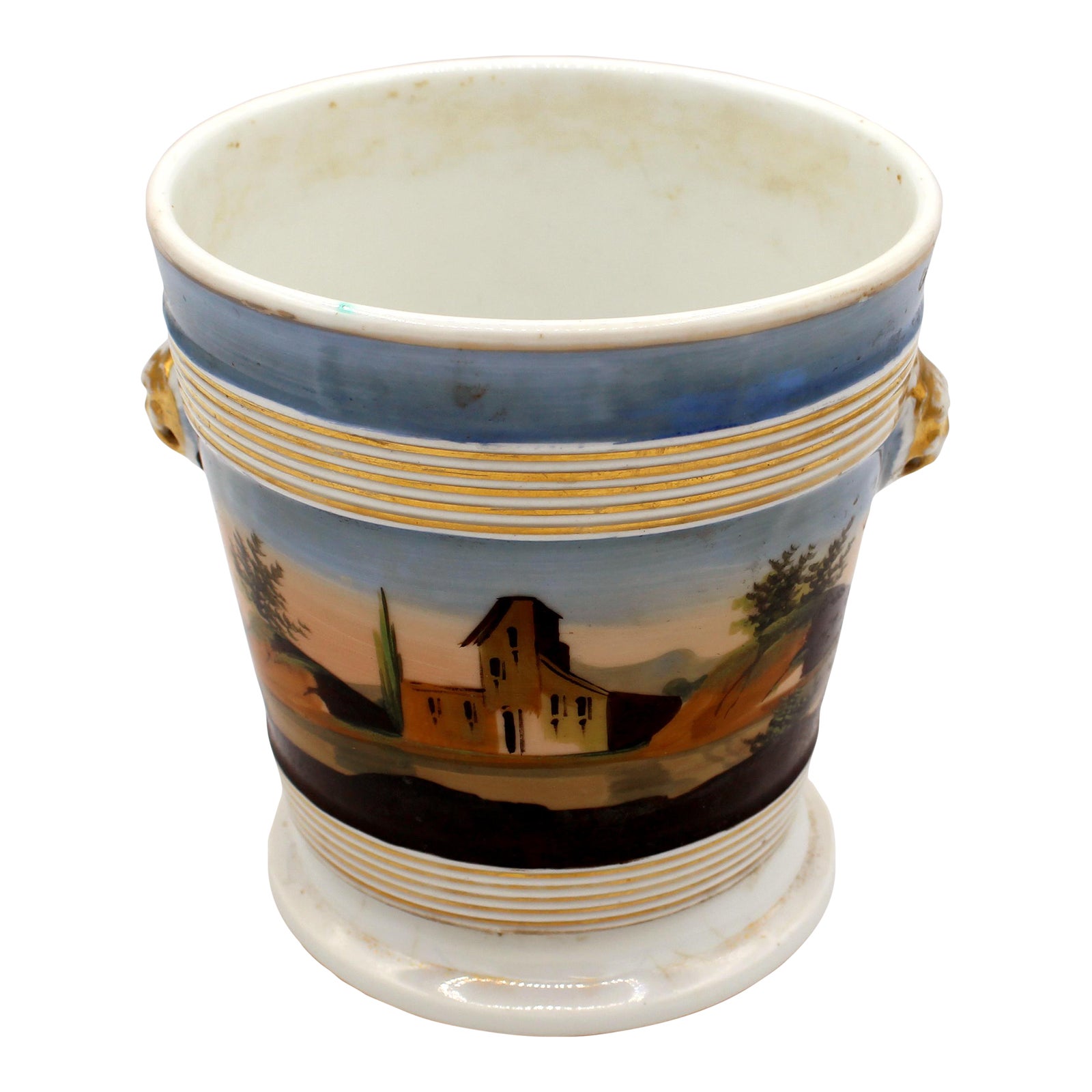 Circa 1870 Old Paris French Porcelain Cache Pot With Drip Pan Base ...
