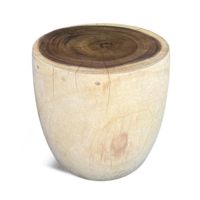 Monkey Pod Drum Stool / Side Table | Chairish