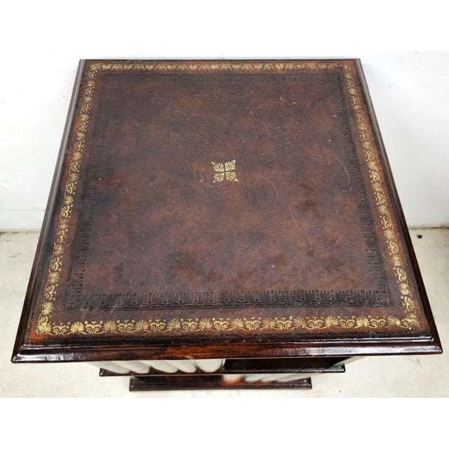 Tooled Leather Faux Book Nightstand Side Table by Maitland Smith | Chairish