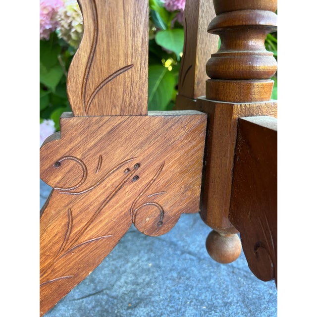 Antique 1860 Eastlake Oak Wood Parlor Carved Hand Turned Pedestal Table ...