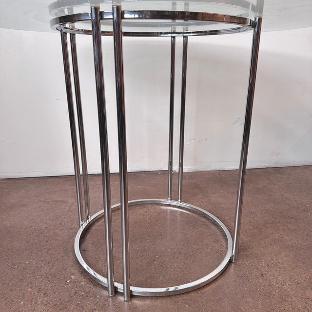 Milo Baughman Style Chrome and Glass Round Table | Chairish