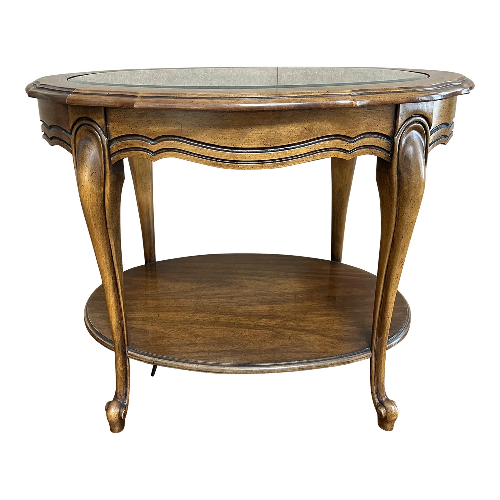Late 20th Century Scalloped-Edge Solid Wood Accent Table With Wavy ...