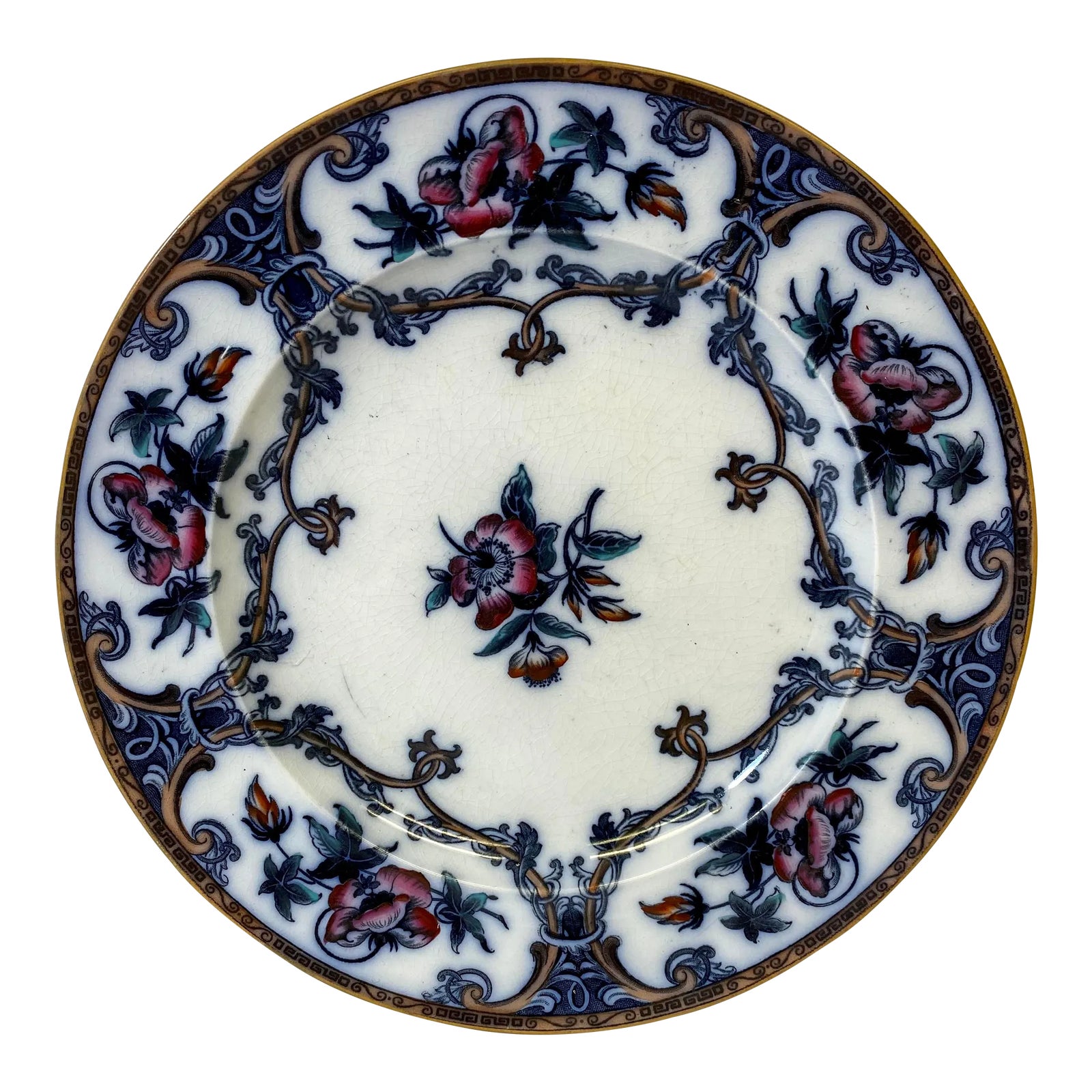 Antique Wedgwood Pearl-Ware Flow Blue Shannon Pattern Dinner Plate From ...