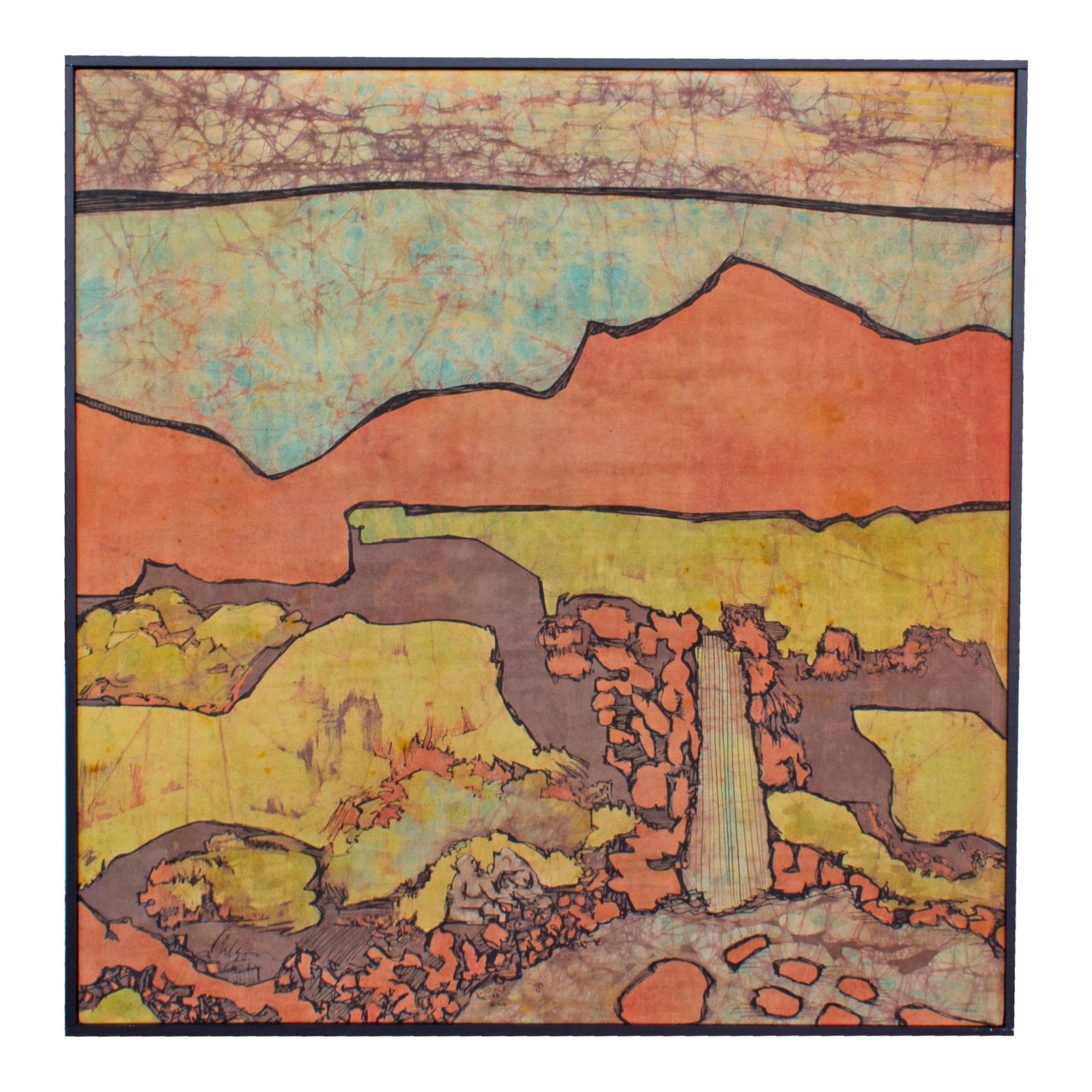 Abstract Landscape Batik Signed by Harry Hilson | Chairish