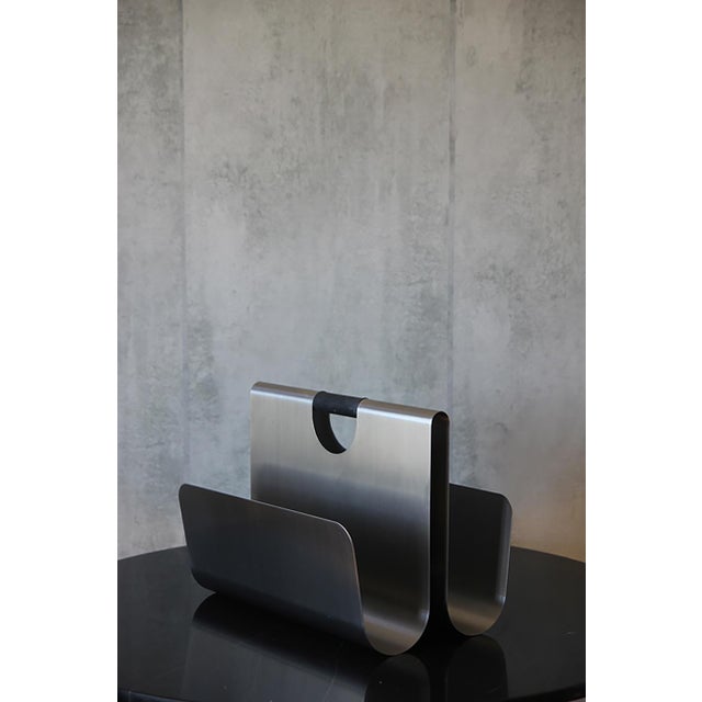 1970s Modern Stainless Steel Magazine Rack | Chairish