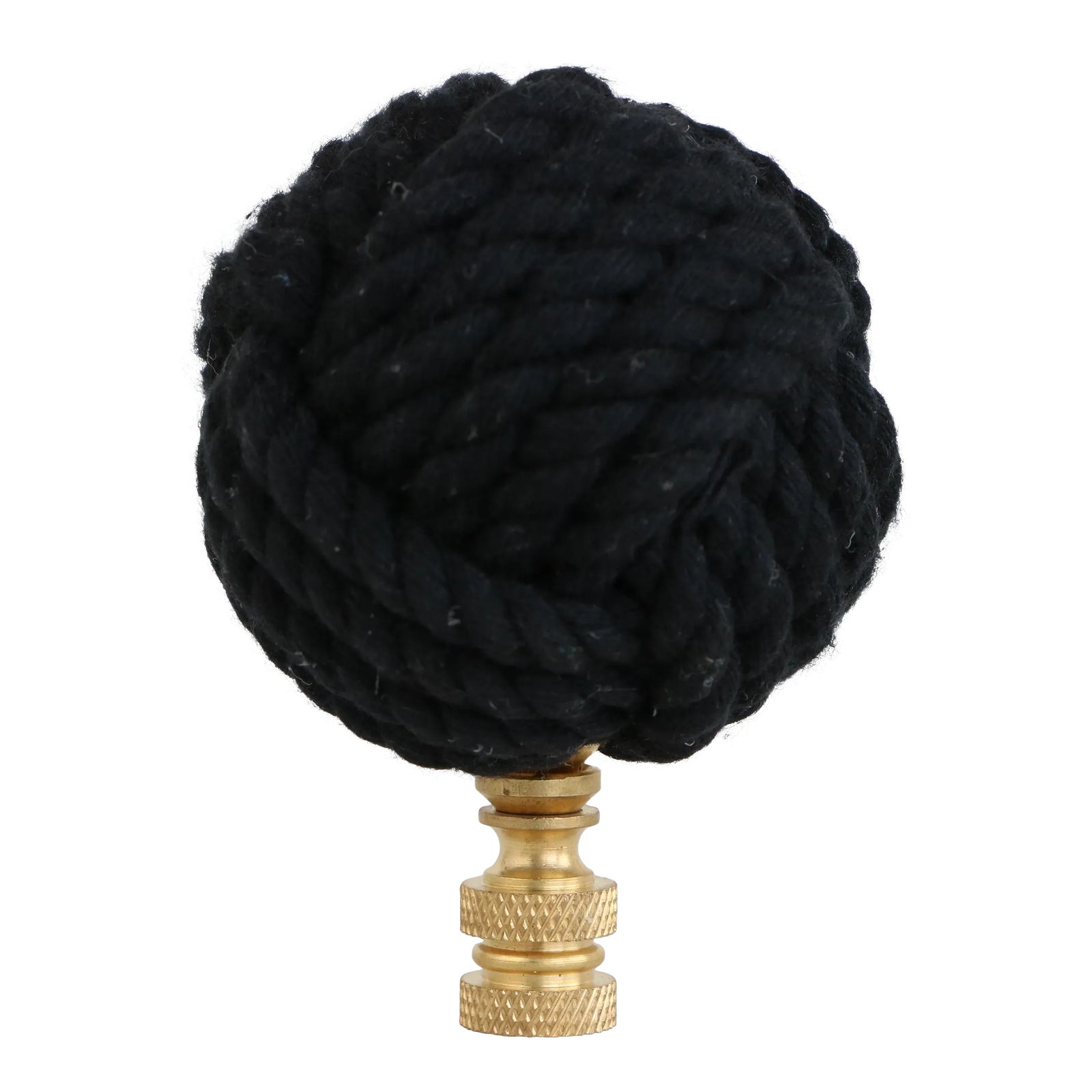 Nautical Knot Lamp Finial in Black on Brass Hardware | Chairish
